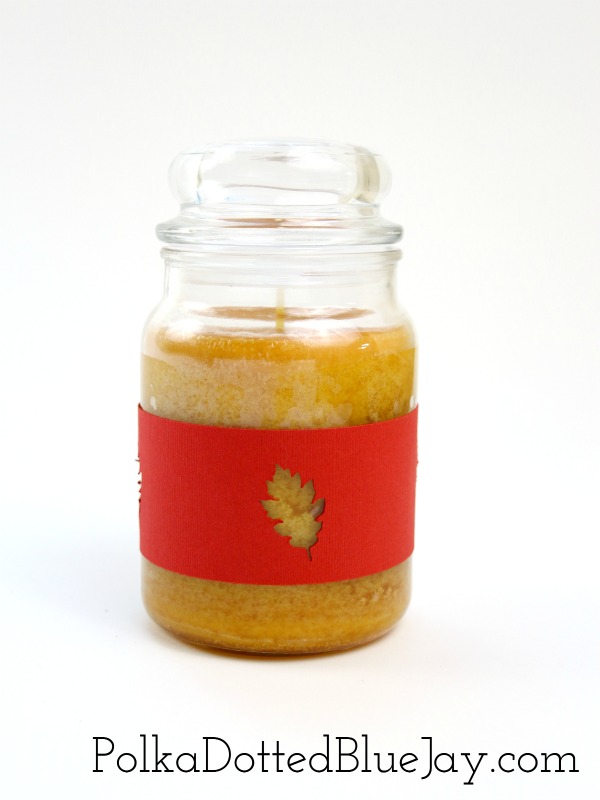 Fall-Candle-Wrap - Polka Dotted Blue Jay