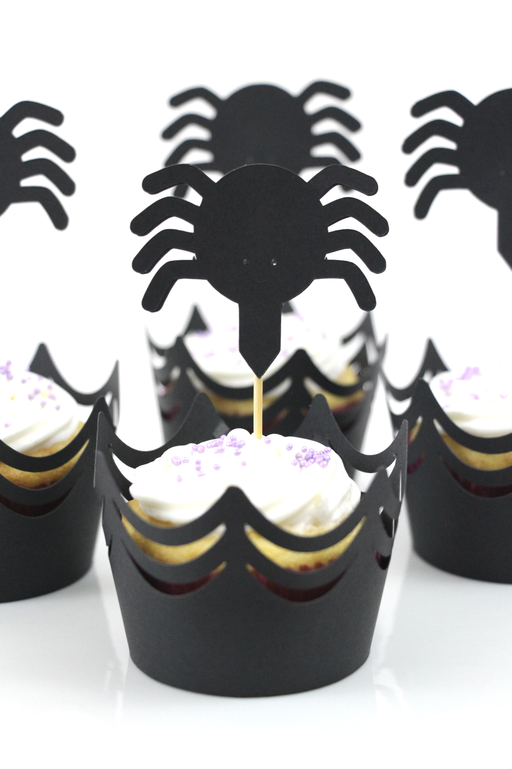 Spider Halloween Cupcake Wrappers - Polka Dotted Blue Jay