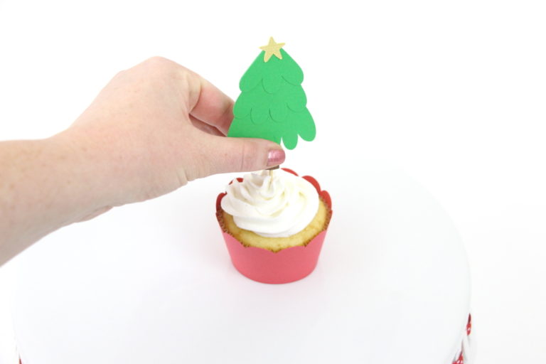 Christmas Cupcakes Wrapper and Topper - Polka Dotted Blue Jay