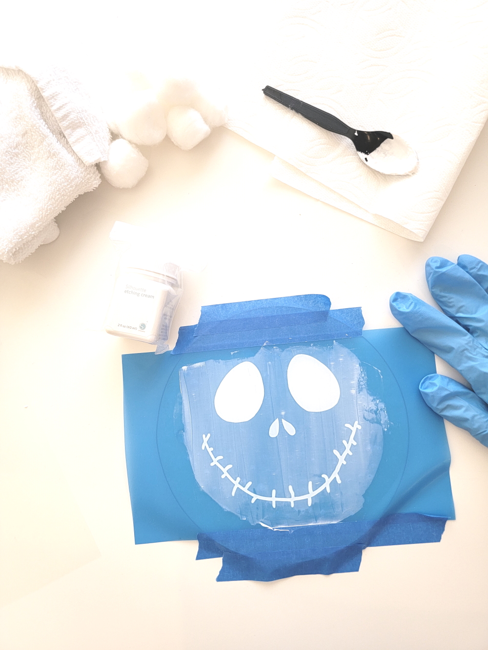 Jack Skellington Etched Plate - Polka Dotted Blue Jay